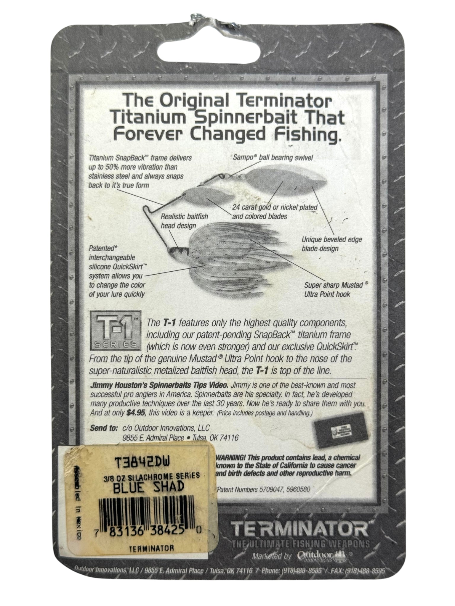 TERMINATOR ORIGINAL T1 TITANIUM 3/8 oz SPINNER • BLUE SHAD – Toad Tackle