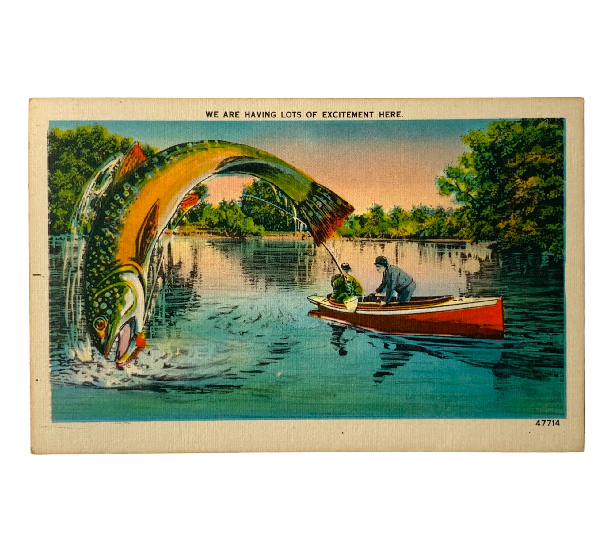 TROUT ANTIQUE TRAVEL FISHING POSTCARD at Toad Tackle